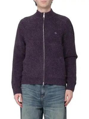 Carhartt Work In Progress Curtis Wool Blend Turtleneck Zip-up Cardigan - Violet