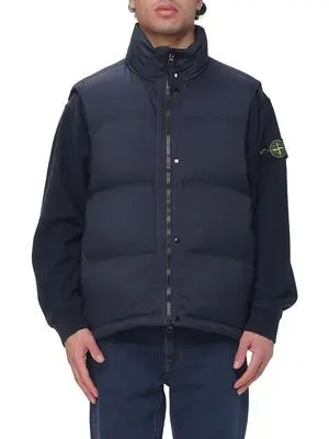 Stone Island Padded Water-repellent Cordura® Nylon Vest With Funnel Neck - Blue