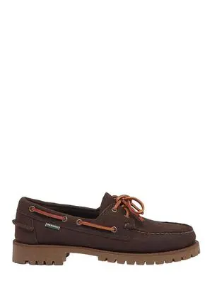 SEBAGO Ranger Muddy Nubuck Leather Boat Shoes With Rubber Sole - Brown