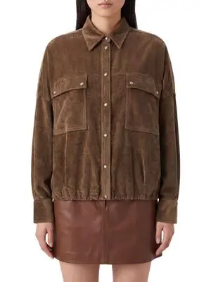 Brunello Cucinelli Velvet Shirt With Dropped Shoulders And Elasticated Hem - Brown