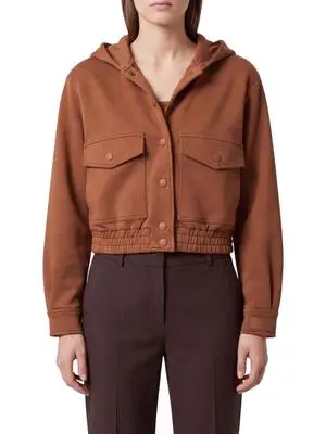 TWINSET Hooded Bomber Jacket In A Viscose Blend With Patch Pockets