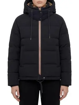Brunello Cucinelli Short Quilted Nylon Puffer Jacket With Hood And Zip - Black