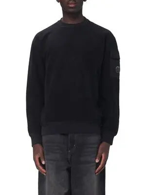 C.P. COMPANY Crew Neck Cotton Sweatshirt With Pocket And Logo Patch - Black