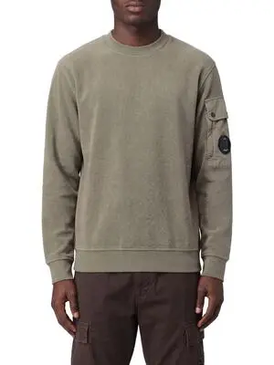 C.P. COMPANY Crew Neck Cotton Sweatshirt With Pocket And Logo Patch - Green