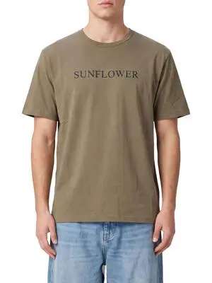 SUNFLOWER Contrast Logo Cotton Crewneck T-shirt - Green