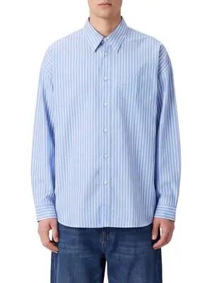 SUNFLOWER Striped Cotton And Tencel Relaxed Fit Shirt - Blue