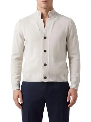 ELEVENTY High Neck Wool Cardigan With Ribbed Trims