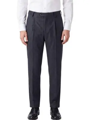 Eleventy Slim Fit Pleated Tailored Trousers In Wool And Cashmere - Blue