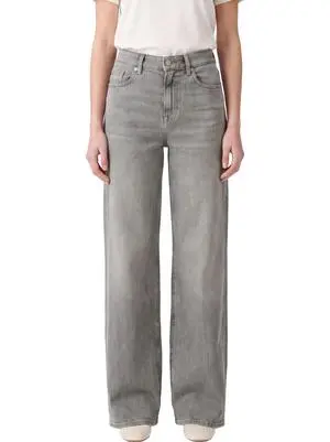 7 For All Mankind Lotta High-waisted Wide Leg Cotton Denim Jeans Grey