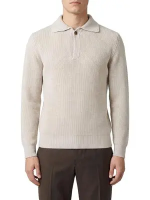 BALLANTYNE Slim Fit Long-sleeved Wool Polo Shirt - Grey