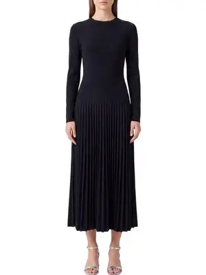 Fabiana Filippi Pleated Wool And Cotton Blend Midi Knit Dress - Blue