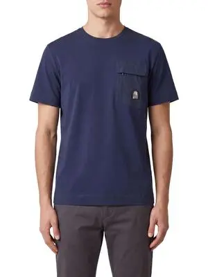 PARAJUMPERS Crewneck Cotton T-shirt With Zipped Patch Pocket Navy