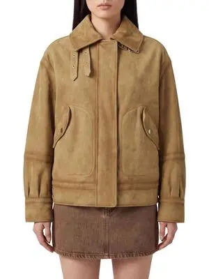 Ermanno Scervino Short Suede Jacket With Classic Collar - Camel