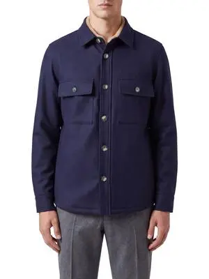 Jacob Cohen Wool Shirt Jacket With Patch Pockets And Buttons - Blue