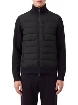 Moose Knuckles Puffer Jacket With Knit Panels And A Turtleneck Collar - Black
