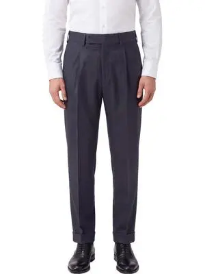 PT TORINO Slim Fit Wool Tailored Trousers With Off-centre Closure Grey