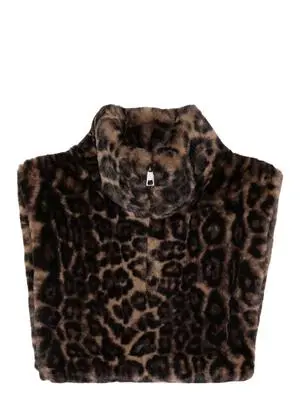 Apparis High-neck Snood In Animal Print Faux Fur With Zip Closure - Multicolor