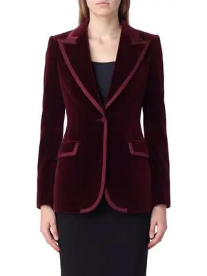 Dolce & Gabbana Single-breasted Cotton And Silk Velvet Blazer With Peak Lapels - Red