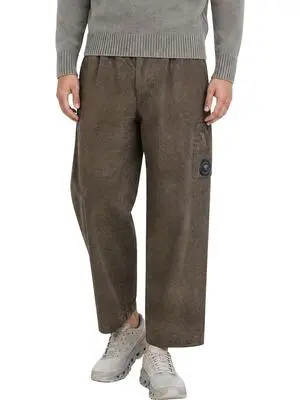 C.P. COMPANY Wide Leg Nylon Cargo Trousers With Pockets And Logo Patch - Brown