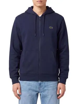 Lacoste Cotton-blend Zip-up Hoodie With Applied Logo Navy
