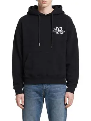 Off-White Arrow Logo Dropped-shoulder Cotton Hoodie - Black