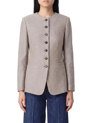 Max Mara Single-breasted Blazer In 100% Cashmere With Crewneck - Beige