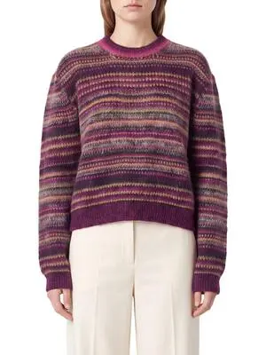 Isabel Marant Étoile Multicolour Striped Mohair-blend Crewneck Jumper Violet