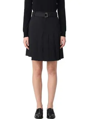 Sacai High-waisted Pleated Wool Shorts With Asymmetrical Hem Black