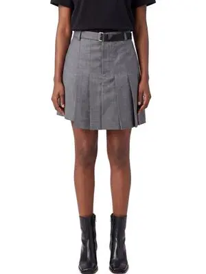 SACAI High-waisted Pleated Wool Shorts With Asymmetrical Hem
