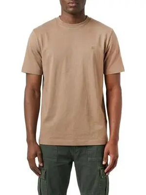 BOSS Cotton Crewneck Short-sleeve T-shirt With Regular Fit Beige