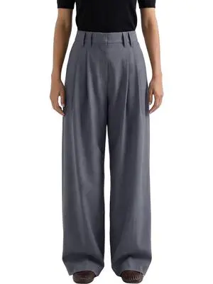BRUNELLO CUCINELLI High-waisted Pleated Wool-blend Palazzo Trousers