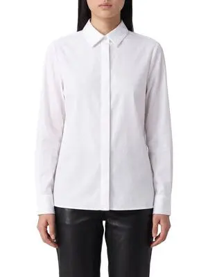 LARDINI Slim Fit Cotton Shirt With French Collar And Concealed Placket - White