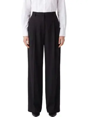 Emporio Armani High-waisted Crêpe Palazzo Trousers With Pleats - Black