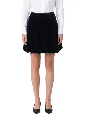 Emporio Armani High-waisted Velvet Balloon Midi Skirt - Black