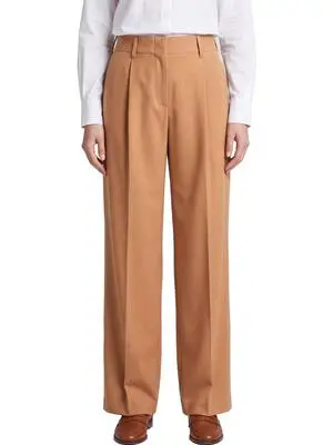 Herno High-waisted Technical Fabric Palazzo Trousers With Pleats - Camel