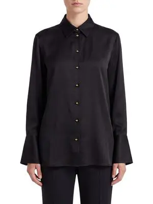 Zimmermann Long-sleeved Silk Shirt With Flared Cuffs - Black
