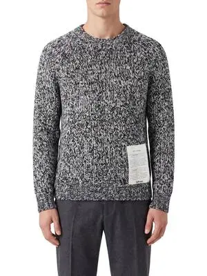 BALLANTYNE Raw Diamond Wool Blend Crewneck Jumper With Embroidered Patch - Black