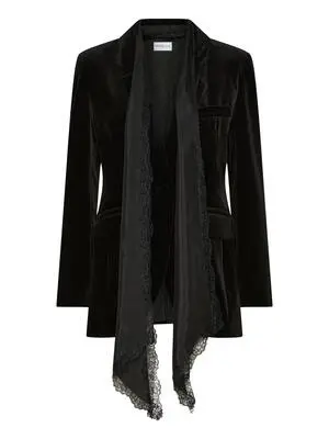 Marella Stretch-velvet Silk-scarf Blazer - Black