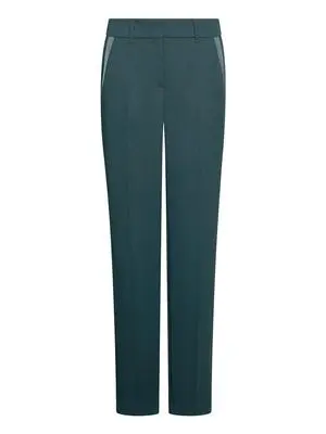 Marella Envers Satin Straight Trousers - Navy
