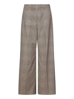 Marella Check Relaxed Trousers Brown