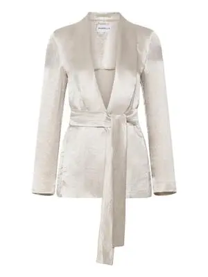 Marella Satin Belted Blazer - Neutral