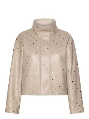 Marella Faux Leather Studded Jacket - Beige