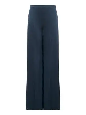 Marella Satin Wide-leg Trousers - Navy