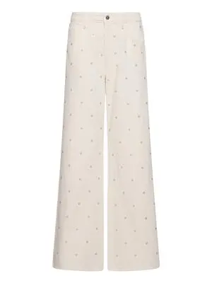 Marella Embellished Wide-leg Jeans - Beige