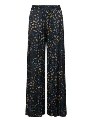 Marella Twill Printed Trousers Navy