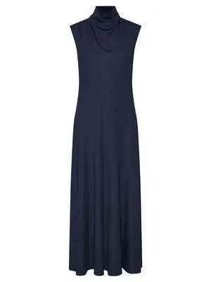 Marella Jersey High-neck Midi Dress - Navy