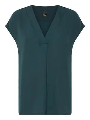 Marella Satin V-neck Blouse - Navy