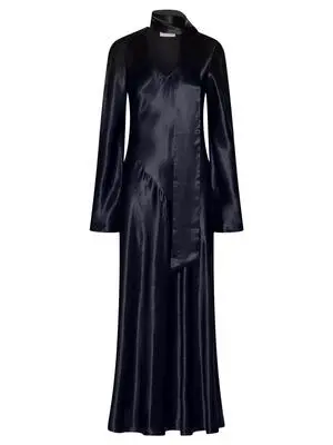 Marella Satin V-neck Maxi Dress - Navy