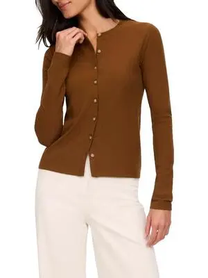 Spanx Ribbed Crewneck Cardigan - Brandy