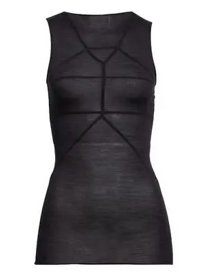Rick Owens Temple Wool & Silk Tank - Black